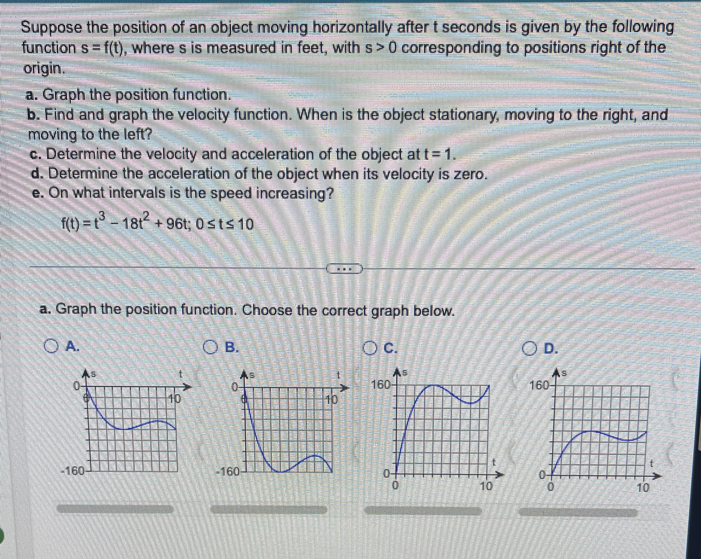 Solved Suppose the position of an object moving horizontally | Chegg.com