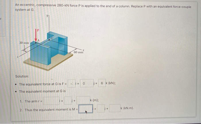 Solved An Eccentric Compressive 280 Kn Force Pis Applied To