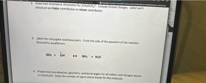 Solved 2. Draw two resonance structures for [CH3OCH2]∗. | Chegg.com