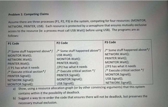 Solved Problem 1: Competing Claims Assume there are three | Chegg.com