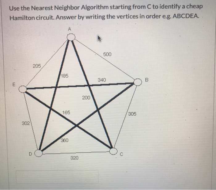 Solved Use the Nearest Neighbor Algorithm starting from C to | Chegg.com