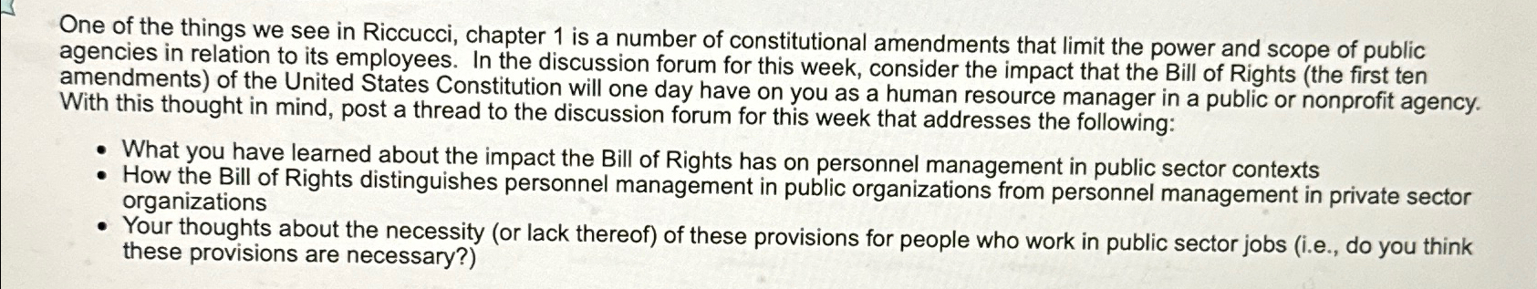 Solved One of the things we see in Riccucci, chapter 1 ﻿is a | Chegg.com