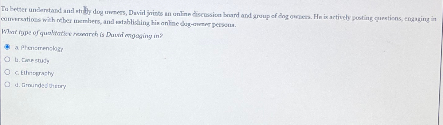 Solved To better understand and stuldy dog owners, David | Chegg.com