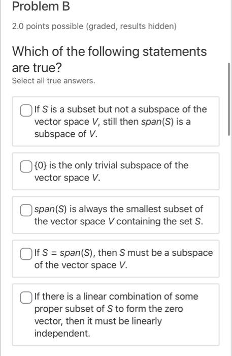 Solved Problem B 2.0 points possible (graded, results | Chegg.com