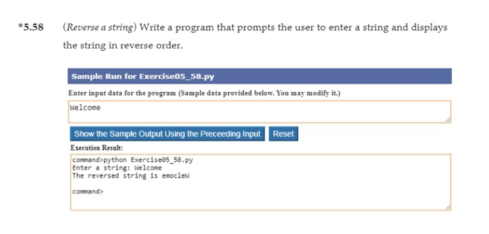 Solved *5.58 (Reverse a string) Write a program that prompts | Chegg.com