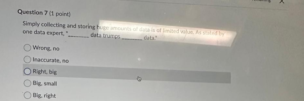 Solved Question 7 (1 ﻿point)Simply collecting and storing | Chegg.com