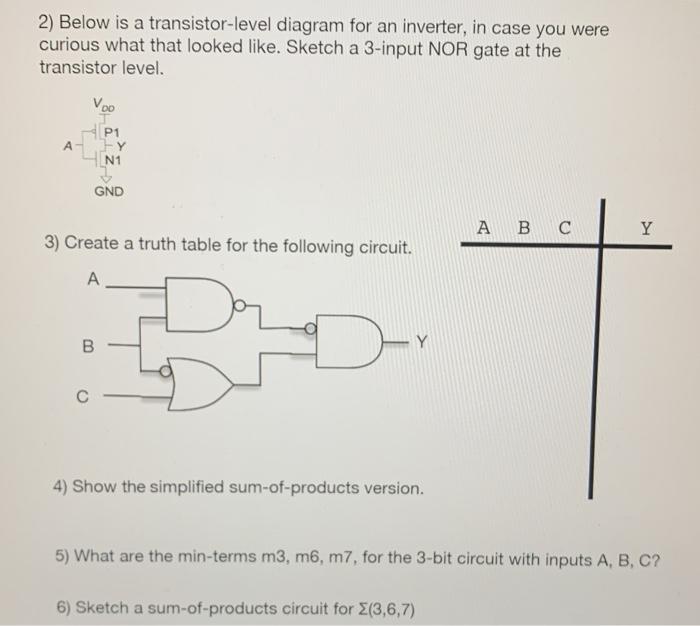 Solved 2) Below is a transistor-level diagram for an | Chegg.com