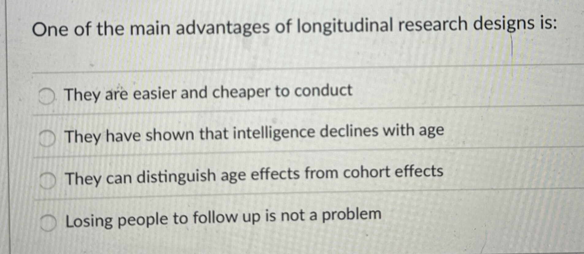 Solved One of the main advantages of longitudinal research | Chegg.com