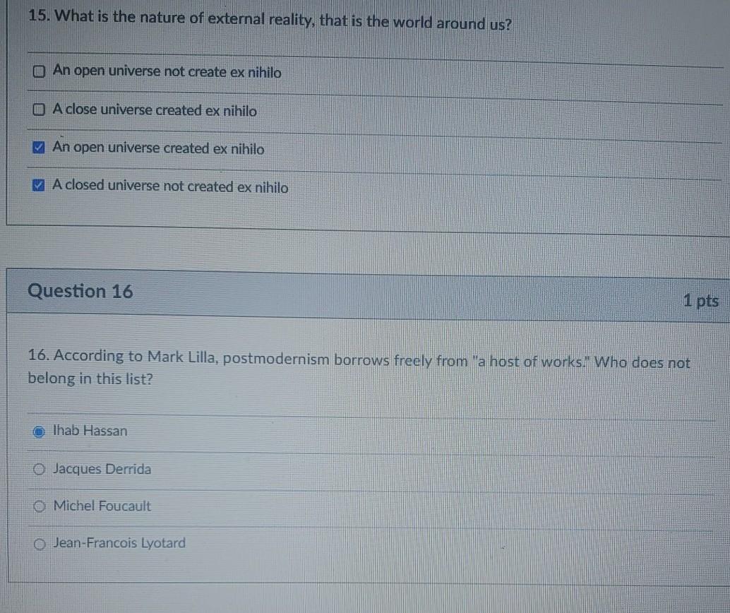 Solved 15. What is the nature of external reality, that is | Chegg.com