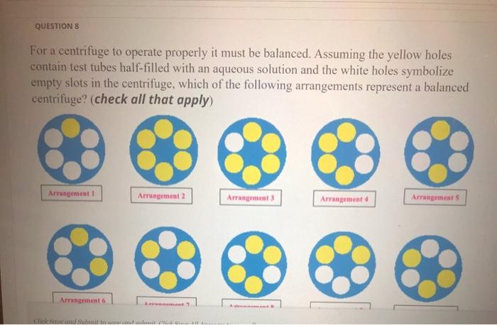 Solved QUESTION 8 For a centrifuge to operate properly it | Chegg.com