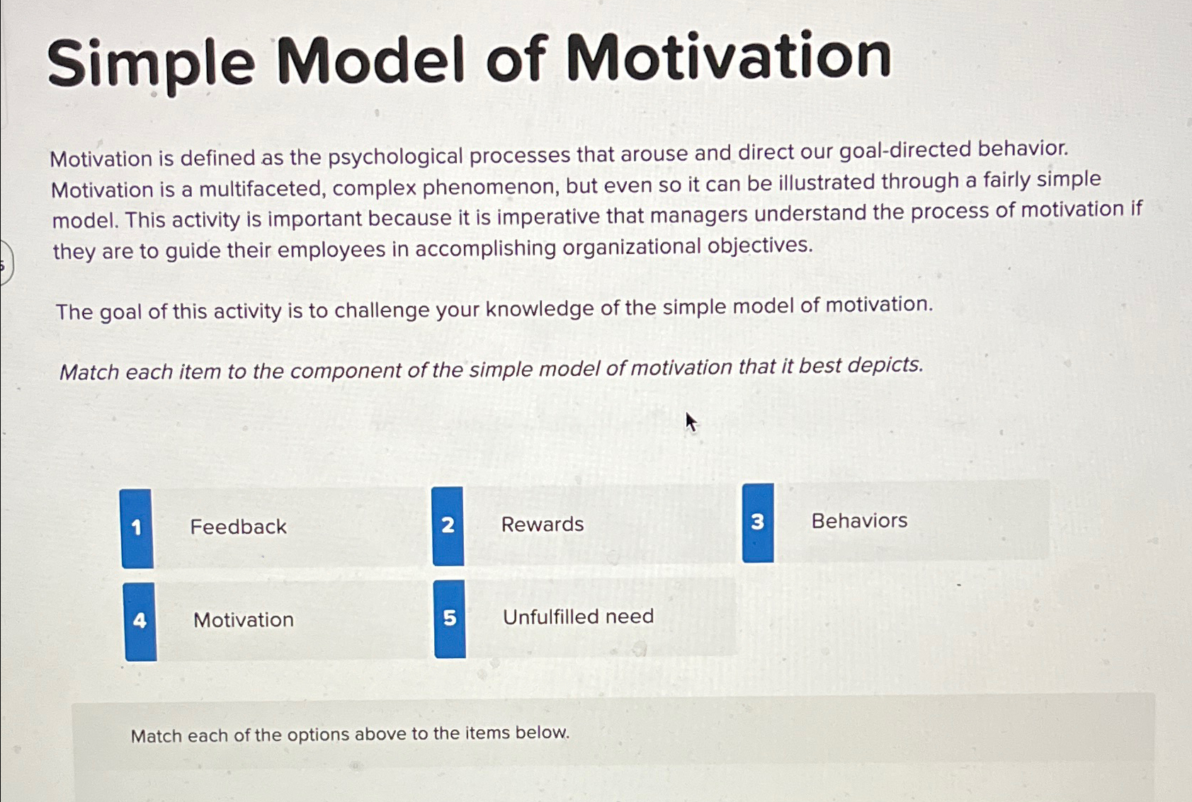 Solved Simple Model of MotivationMotivation is defined as | Chegg.com
