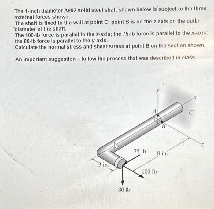 Solved The 1-inch diameter A992 solid steel shaft shown | Chegg.com