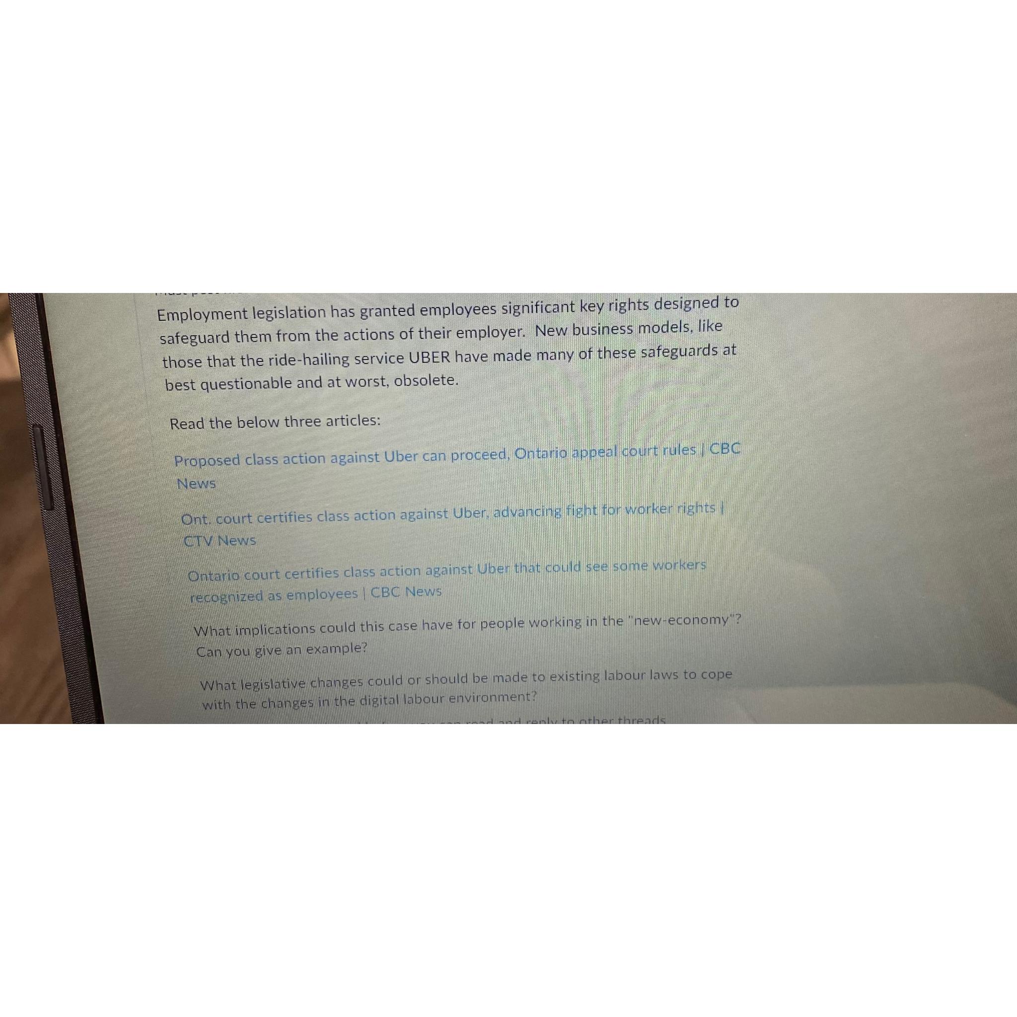 Solved Employment legislation has granted employees | Chegg.com