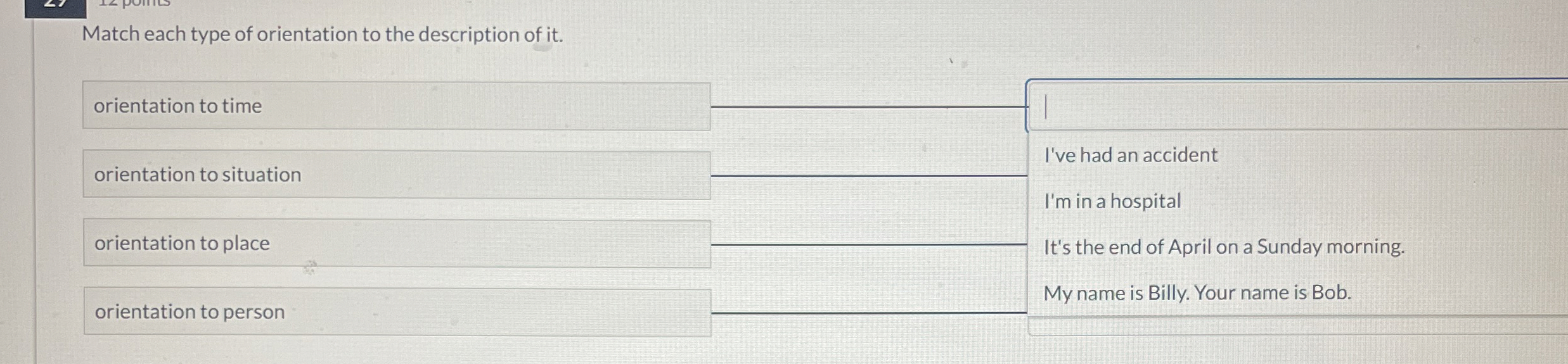 Solved Match each type of orientation to the description of | Chegg.com