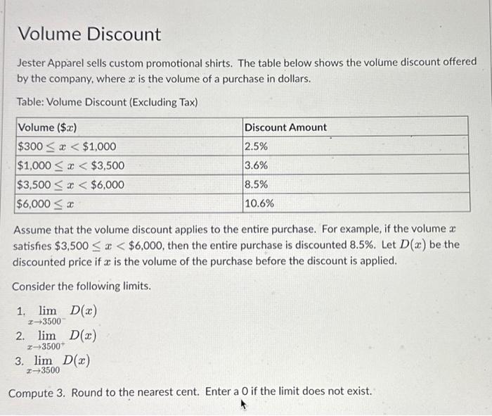 Solved Volume Discount Jester Apparel sells custom | Chegg.com