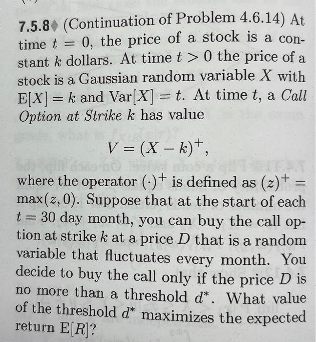 Solved 7.5.8 (Continuation of Problem 4.6.14) At time t=0, | Chegg.com