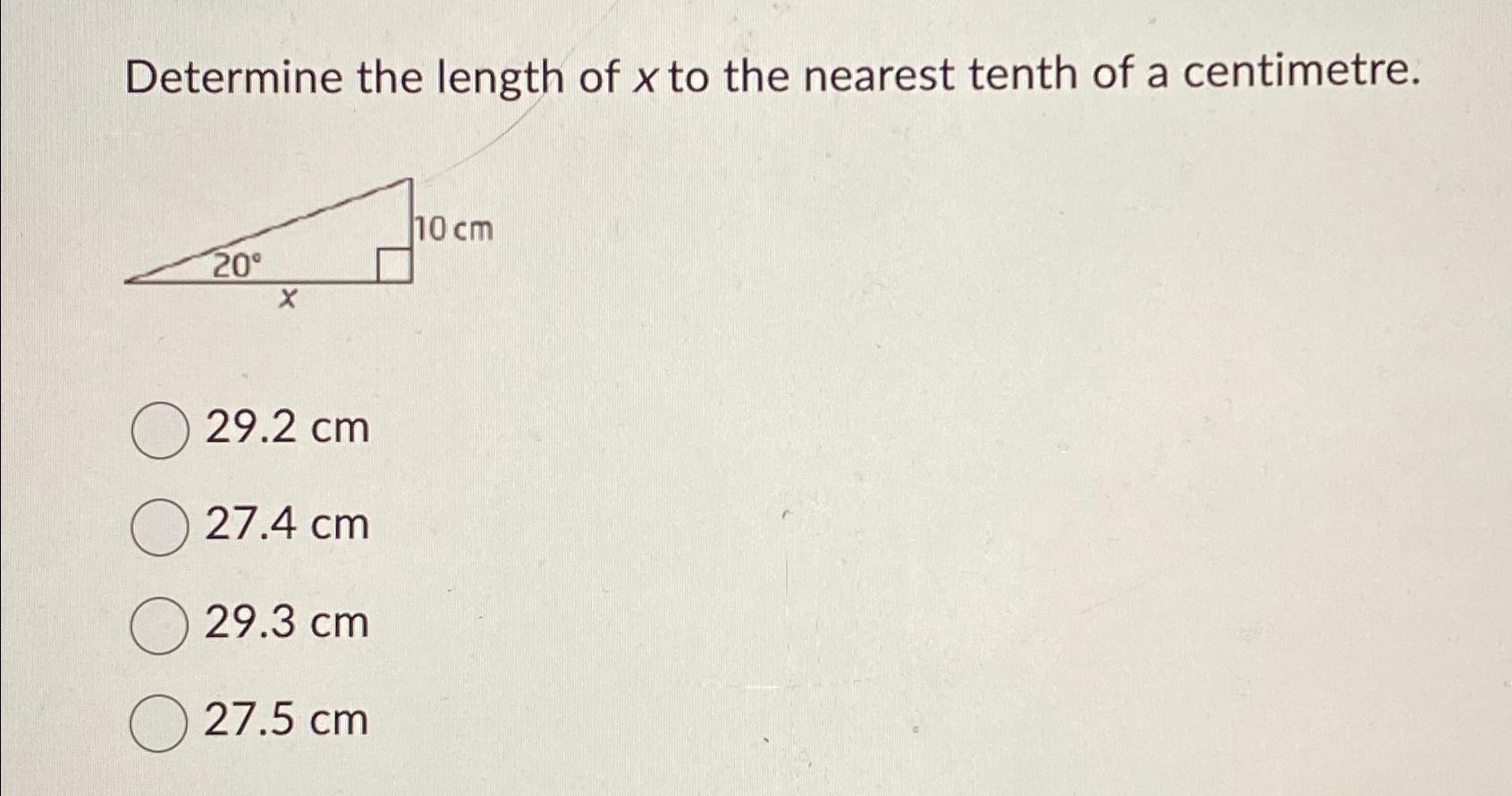 Solved Determine the length of x ﻿to the nearest tenth of a | Chegg.com
