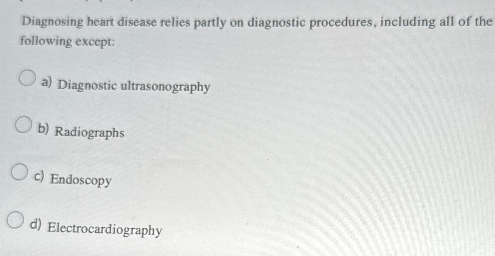 Solved Diagnosing heart disease relies partly on diagnostic | Chegg.com