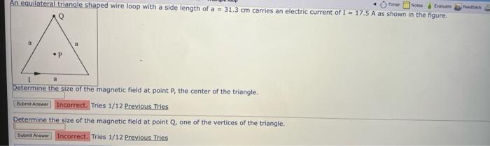 Solved Timer Notes E An Equilateral Triangle Shaped Wire