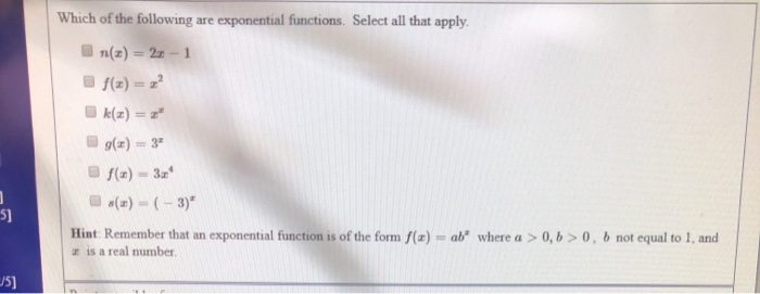 Solved Which of the following are exponential functions. | Chegg.com