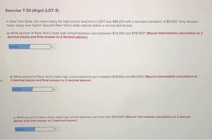 Solved Exercise 7-20 (Algo) (L07-3) In New York State, the | Chegg.com