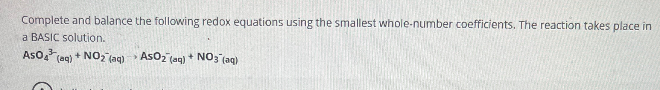 Solved Complete and balance the following redox equations | Chegg.com
