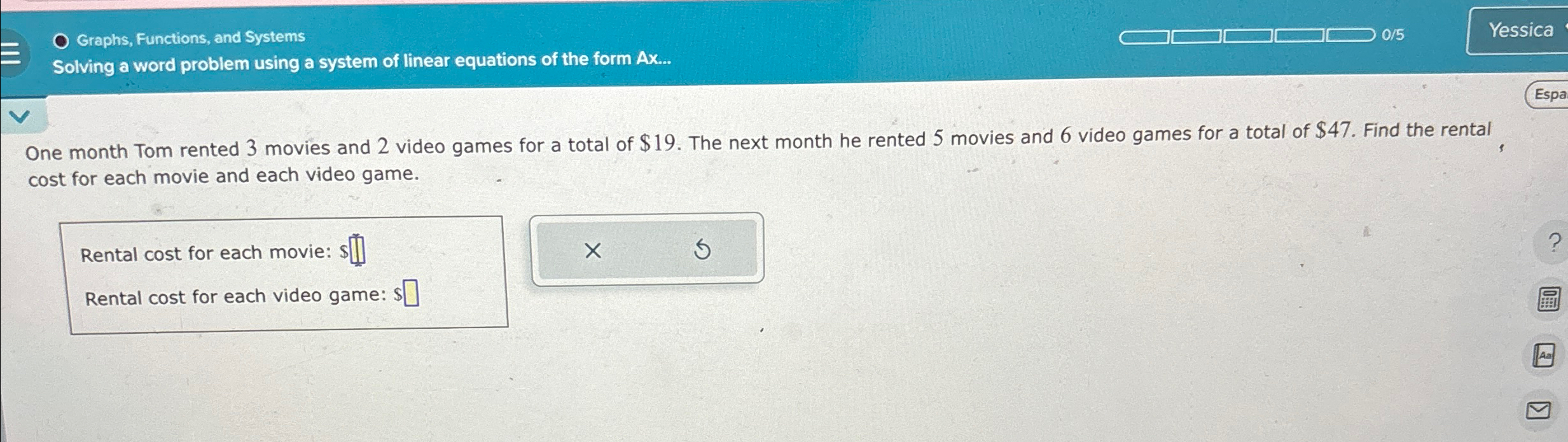 Solved Graphs, Functions, and SystemsSolving a word problem | Chegg.com