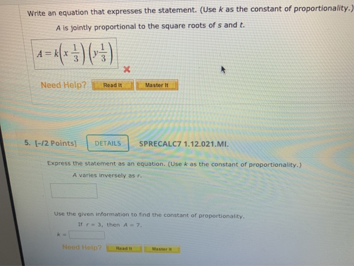 Solved Write An Equation That Expresses The Statement Use