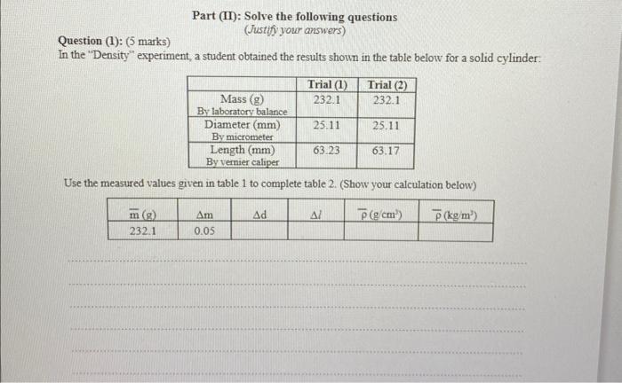 Solved Part (II): Solve the following questions (Justify | Chegg.com