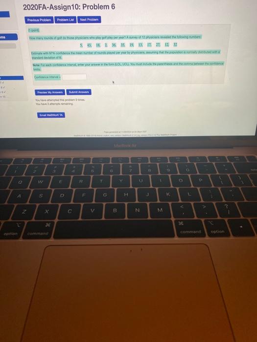 Solved 2020FA-Assign10: Problem 6 Pro Problem Problem Nest | Chegg.com