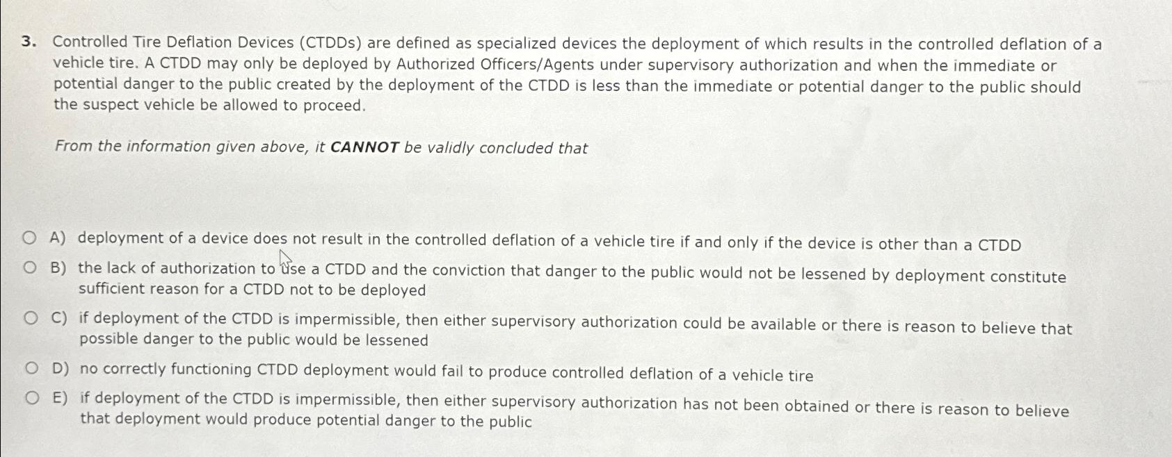 Solved Controlled Tire Deflation Devices (CTDDs) ﻿are | Chegg.com