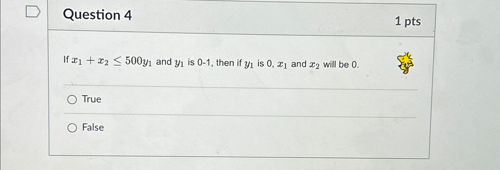 Solved Question 41 ﻿ptsIf x1+x2≤500y1 ﻿and y1 ﻿is 0-1, ﻿then | Chegg.com