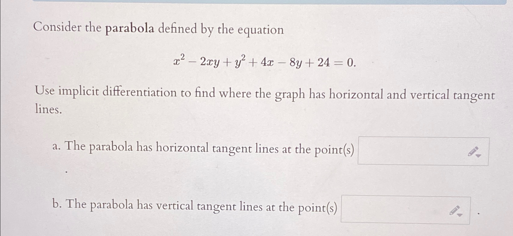 Solved Consider the parabola defined by the | Chegg.com
