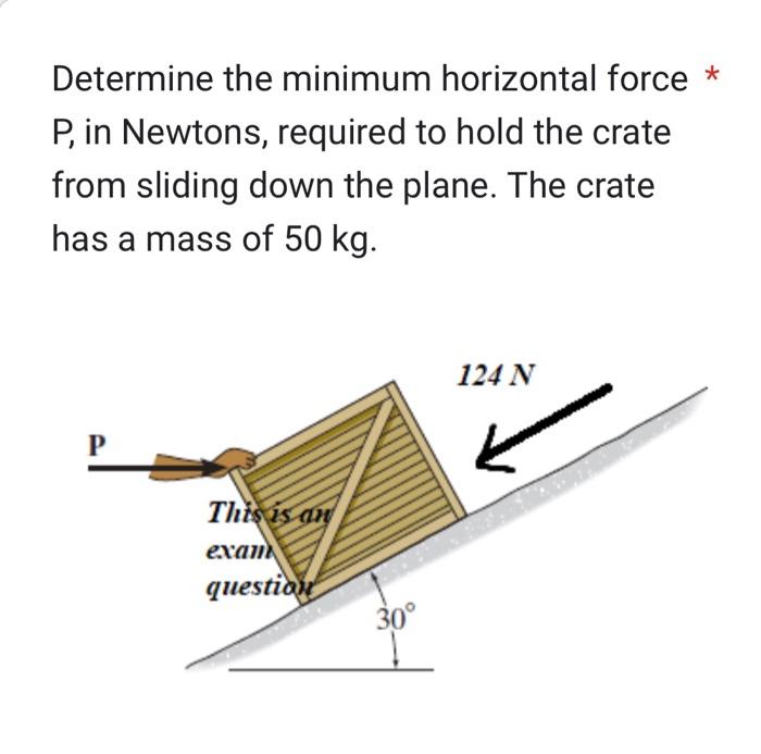 Solved Determine the minimum horizontal force * P, in | Chegg.com