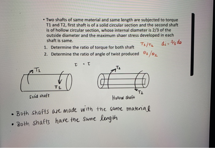 Solved . Two shafts of same material and same length are | Chegg.com