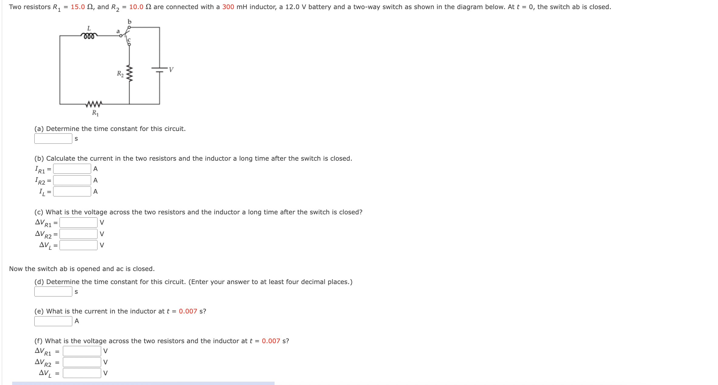 Solved (a) ﻿Determine the time constant for this | Chegg.com