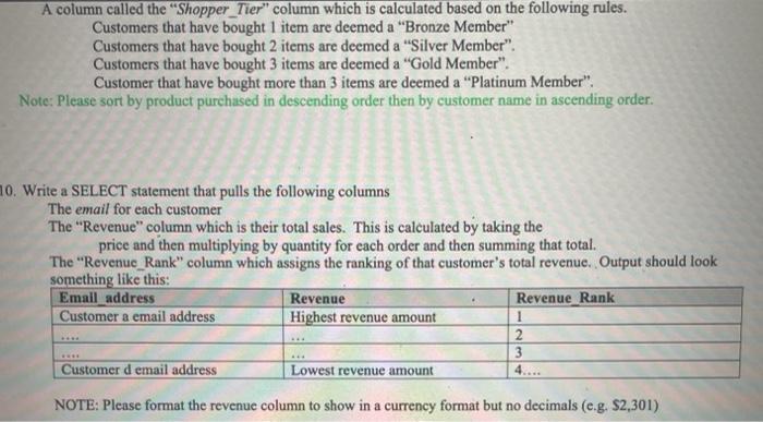 Solved A column called the "Shopper_Tier" column which is | Chegg.com