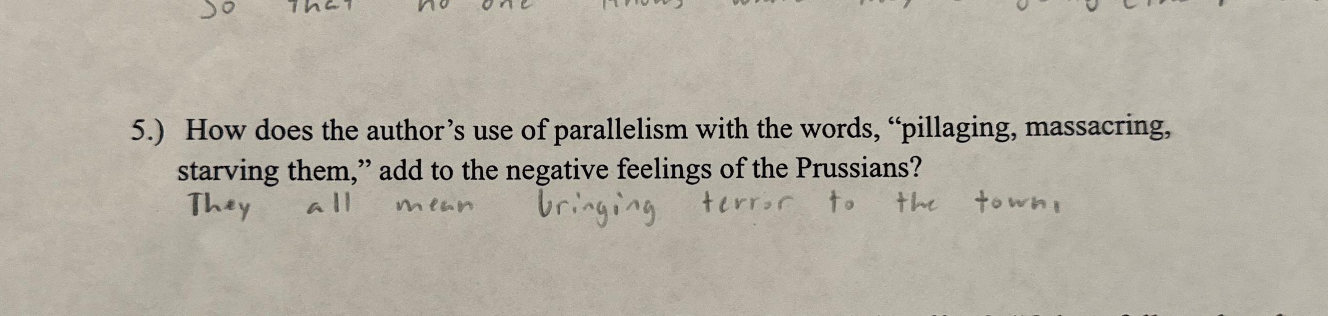 Solved 5.) ﻿How does the author's use of parallelism with | Chegg.com