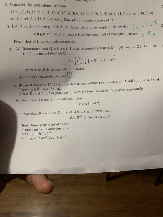 Solved Cuie. 2. Consider the equivalence relation R = | Chegg.com