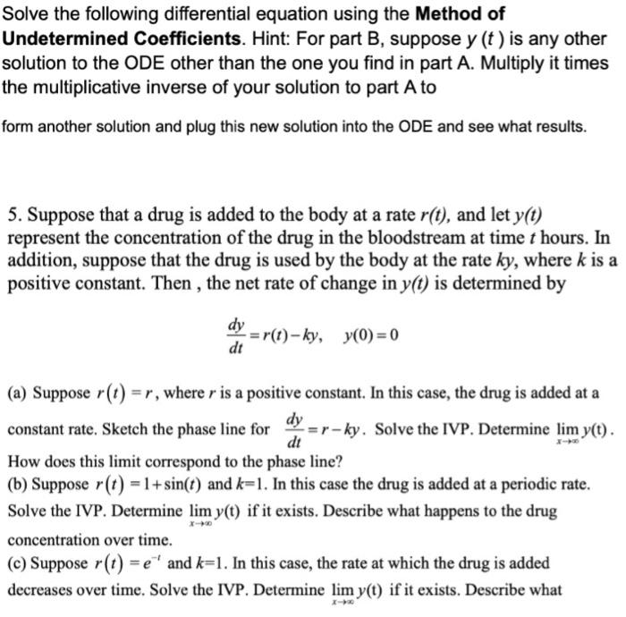 Solved Solve The Following Differential Equation Using The 9041