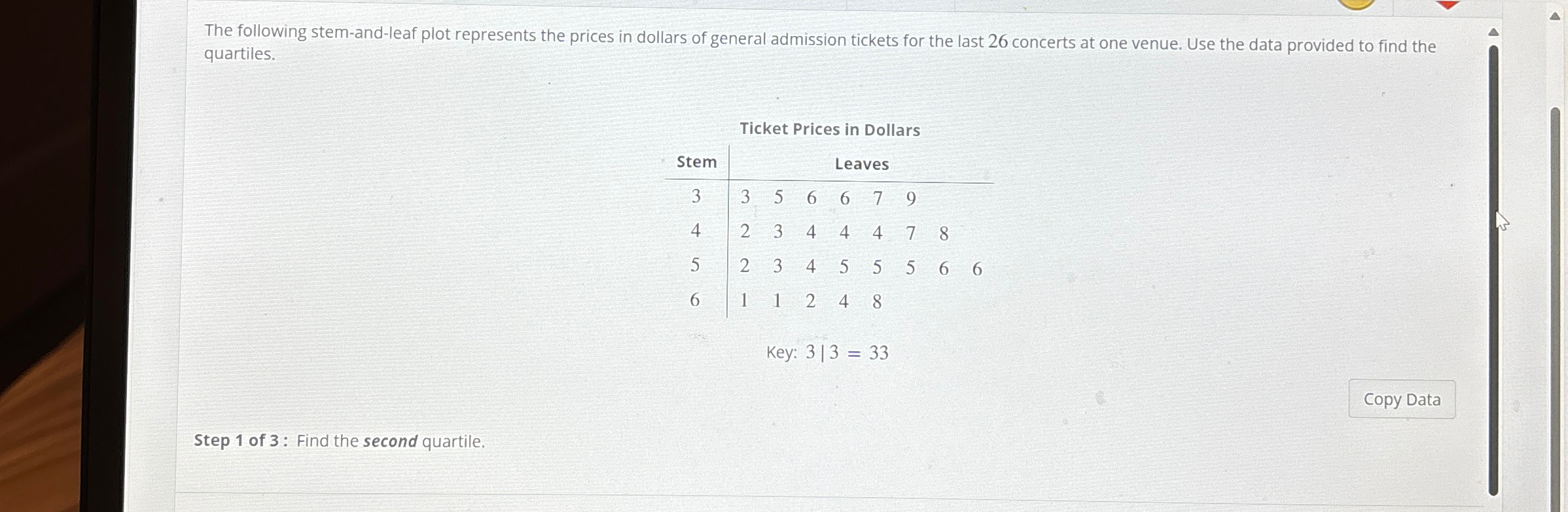 Solved The following stem-and-leaf plot represents the | Chegg.com