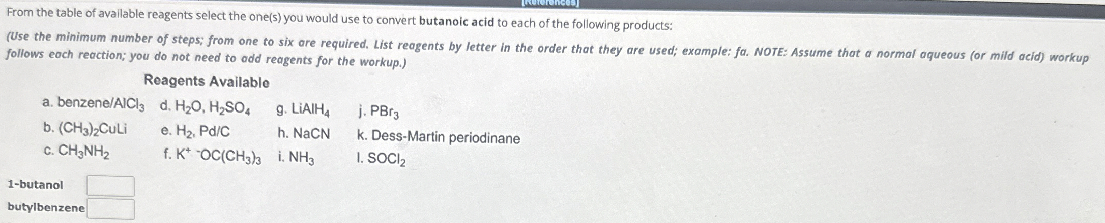 From the table of available reagents select the | Chegg.com