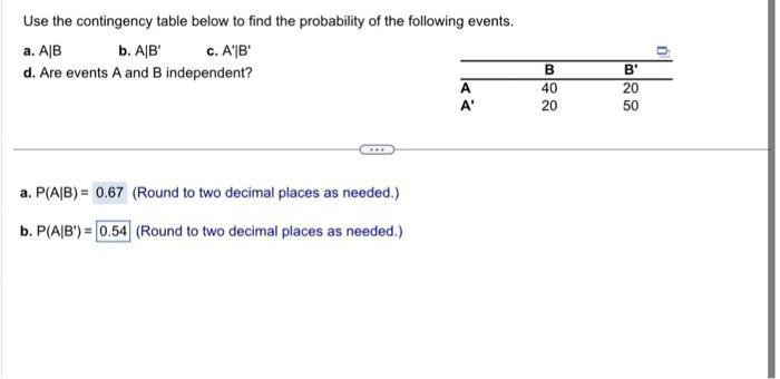Solved Use the contingency table below to find the | Chegg.com