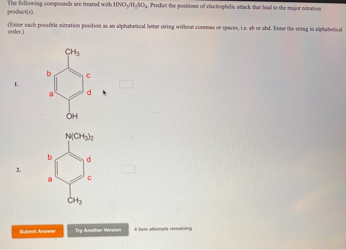 Solved The following compounds are treated with HNO3/H2SO4. | Chegg.com