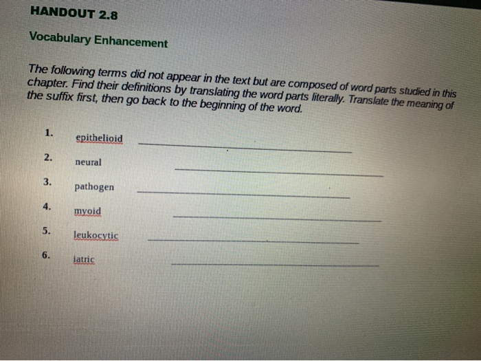 Solved Medical Dictionary Use your medical dictionary to | Chegg.com