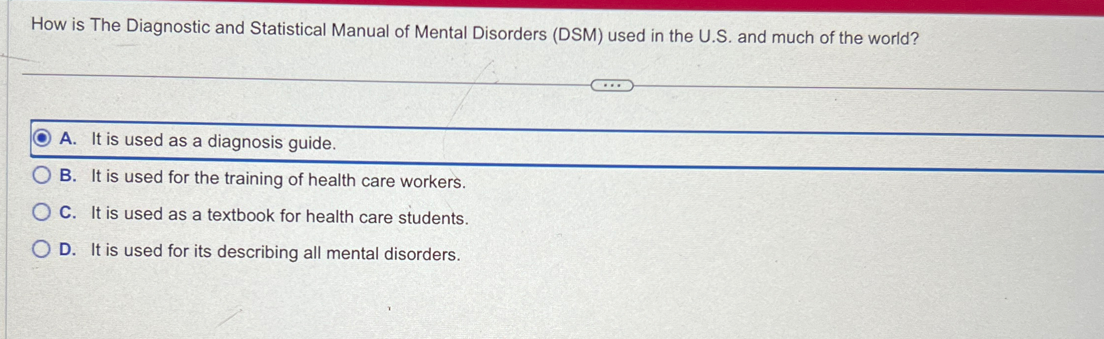 Solved How is The Diagnostic and Statistical Manual of | Chegg.com