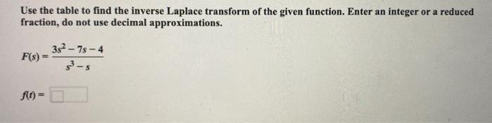 Solved Use the table to find the inverse Laplace transform | Chegg.com