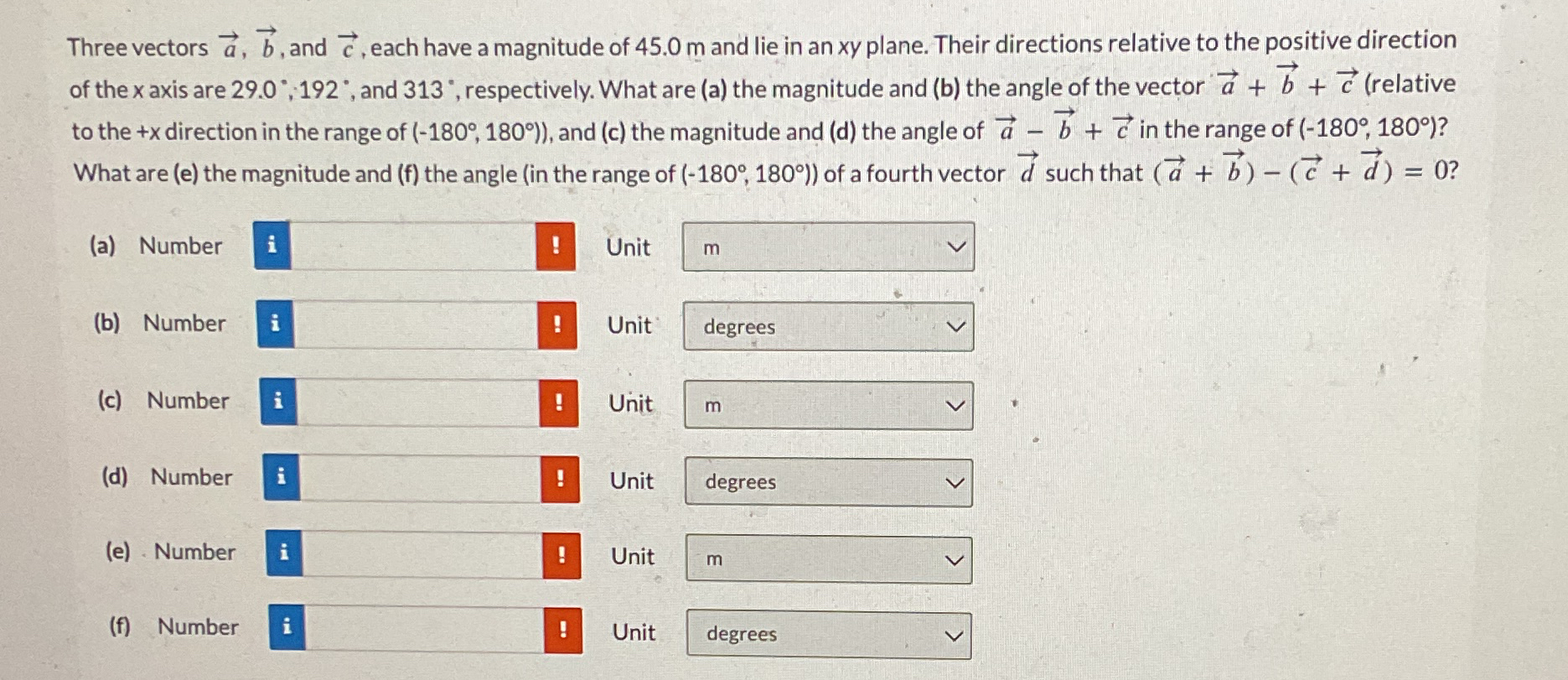 Solved Three vectors vec(a),vec(b), ﻿and vec(c), ﻿each have | Chegg.com