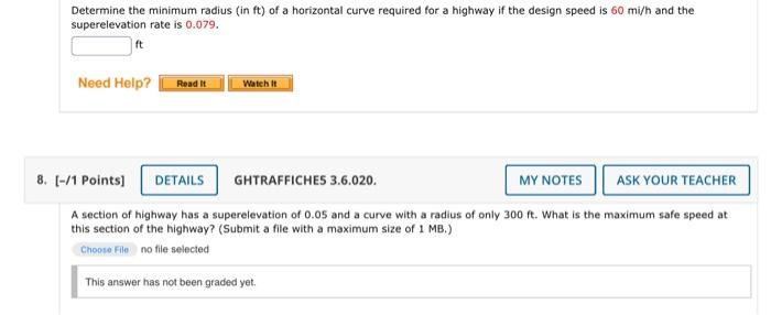 Solved Determine the minimum radius (in ft ) of a horizontal | Chegg.com