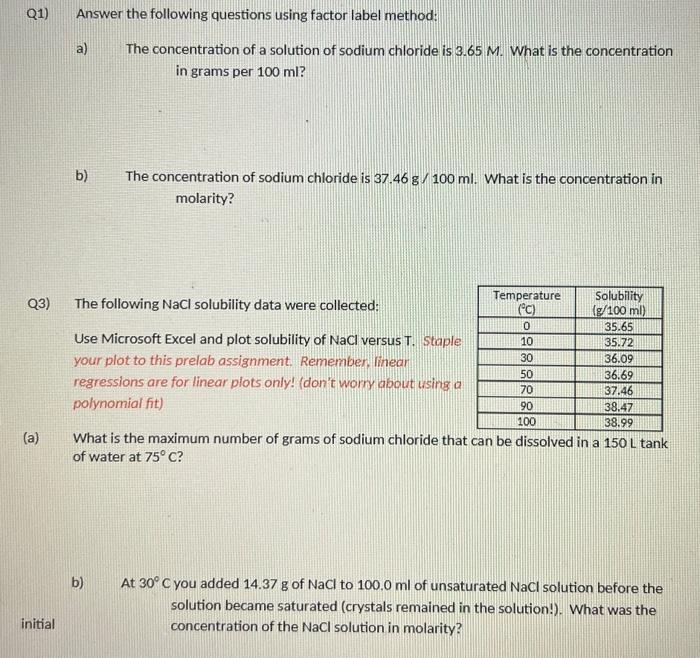Solved Q1) Answer the following questions using factor label | Chegg.com